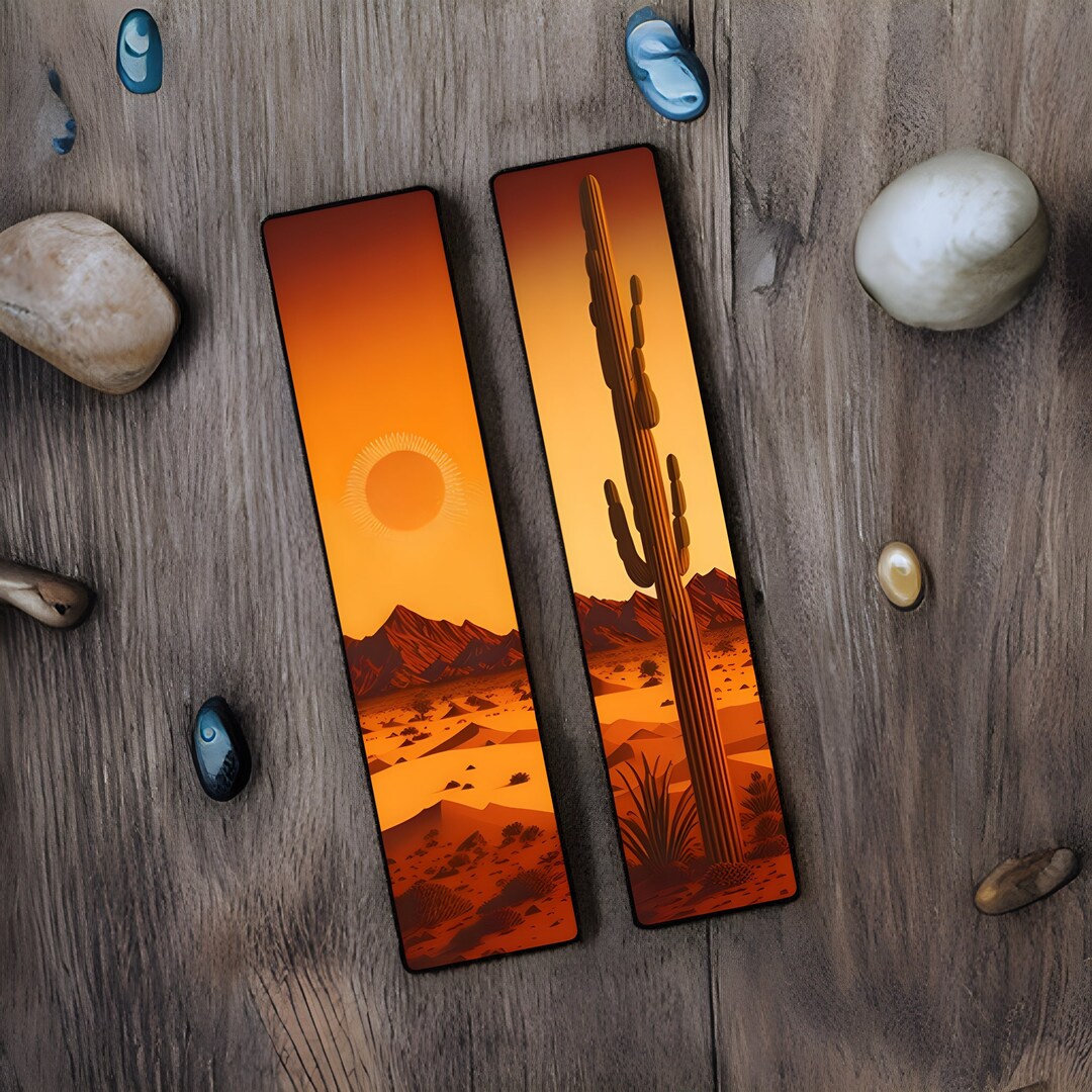 Set of 2 Printable Bookmarks | Desert | Retro Style | Digital Bookmarks ...