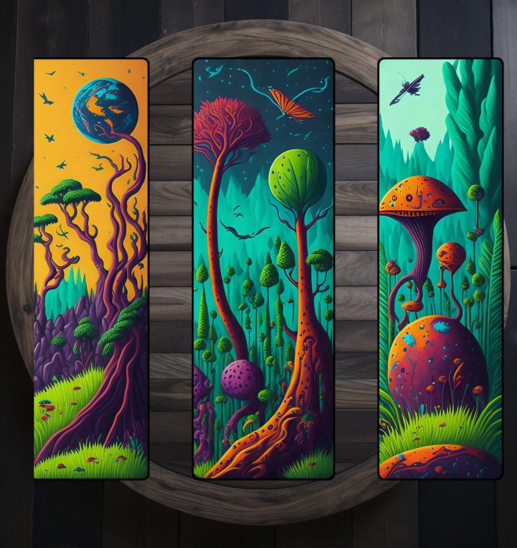 Set of 3 Printable Bookmarks | Alien Planet | Digital Bookmarks | Book ...