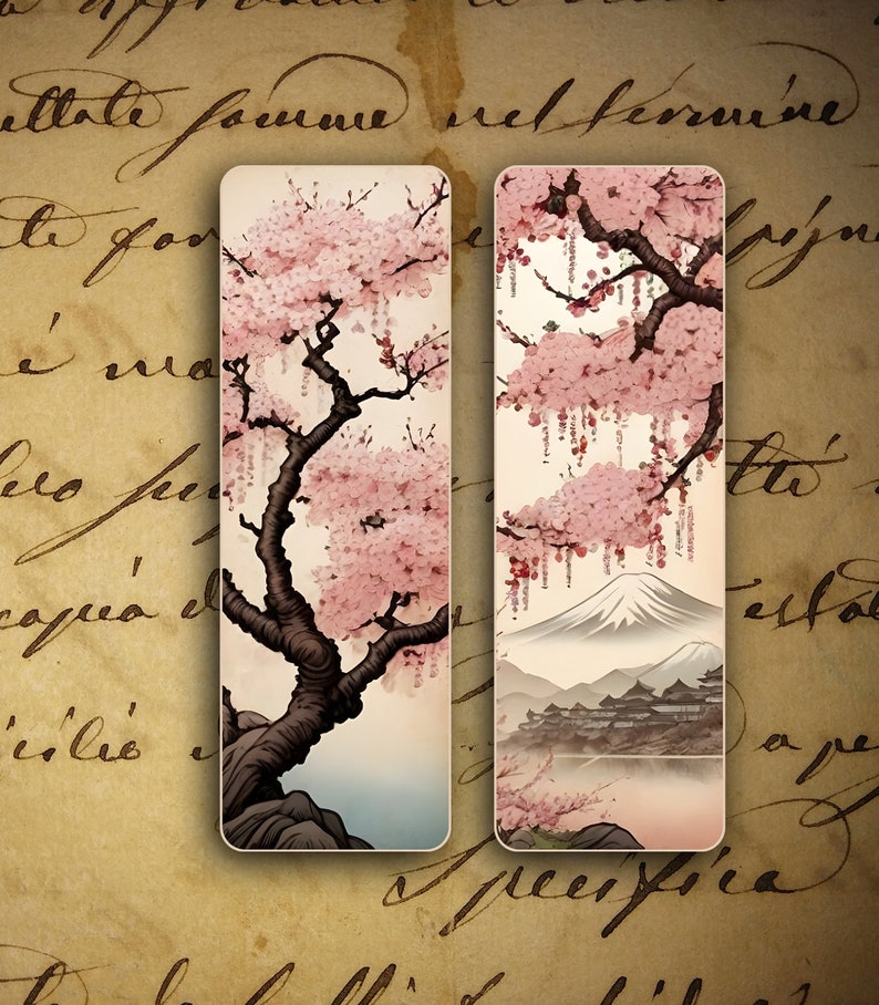 Digital Bookmarks | Pink Trees | Japanese | Digital Bookmarks | Book ...