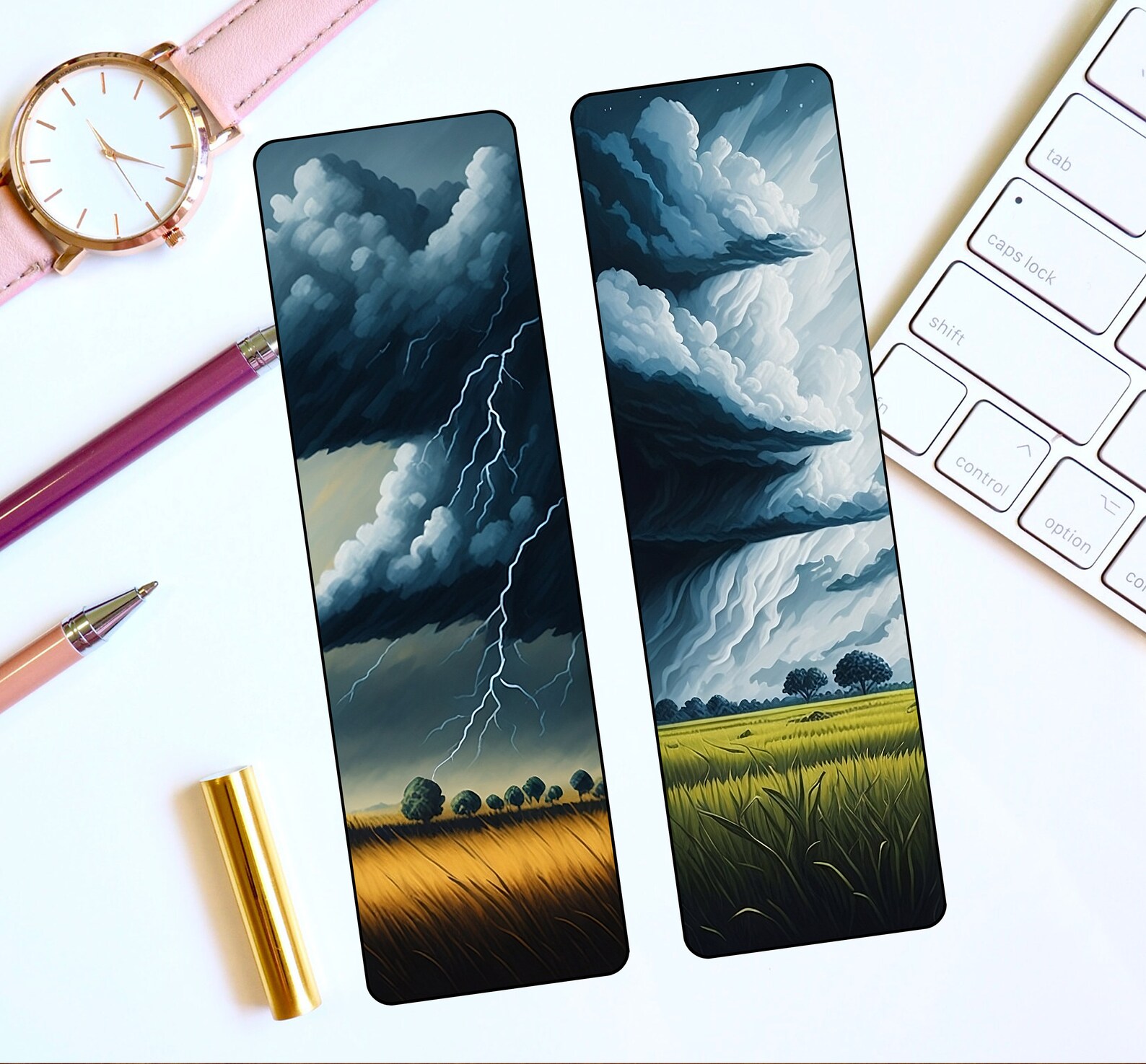 Set of 2 Printable Bookmarks Thunderstorm Digital Bookmarks Book Lovers ...