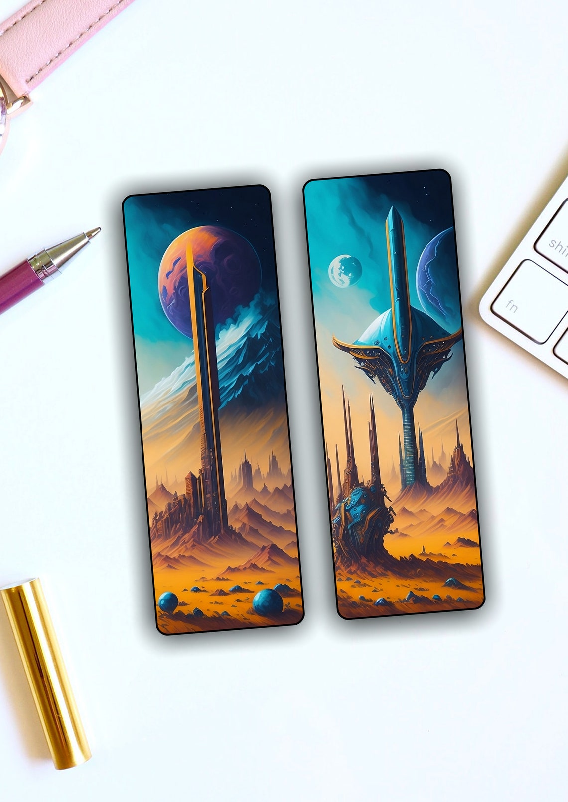 Set of 2 Printable Bookmarks | Alien Planet | Desert | Digital ...