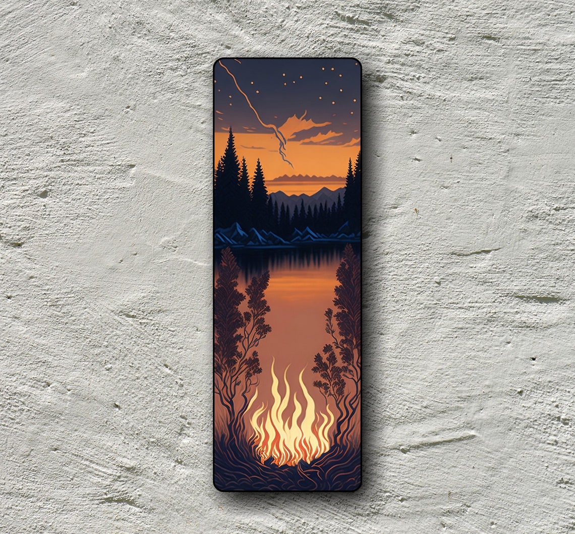 Printable Bookmark | Lake | Campfire | Digital Bookmarks | Book Lovers ...