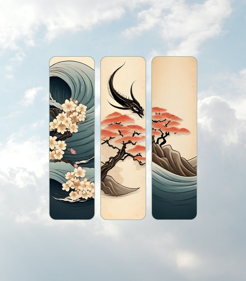 Digital Bookmarks Pink Trees Japanese Digital Bookmarks Book Lovers ...