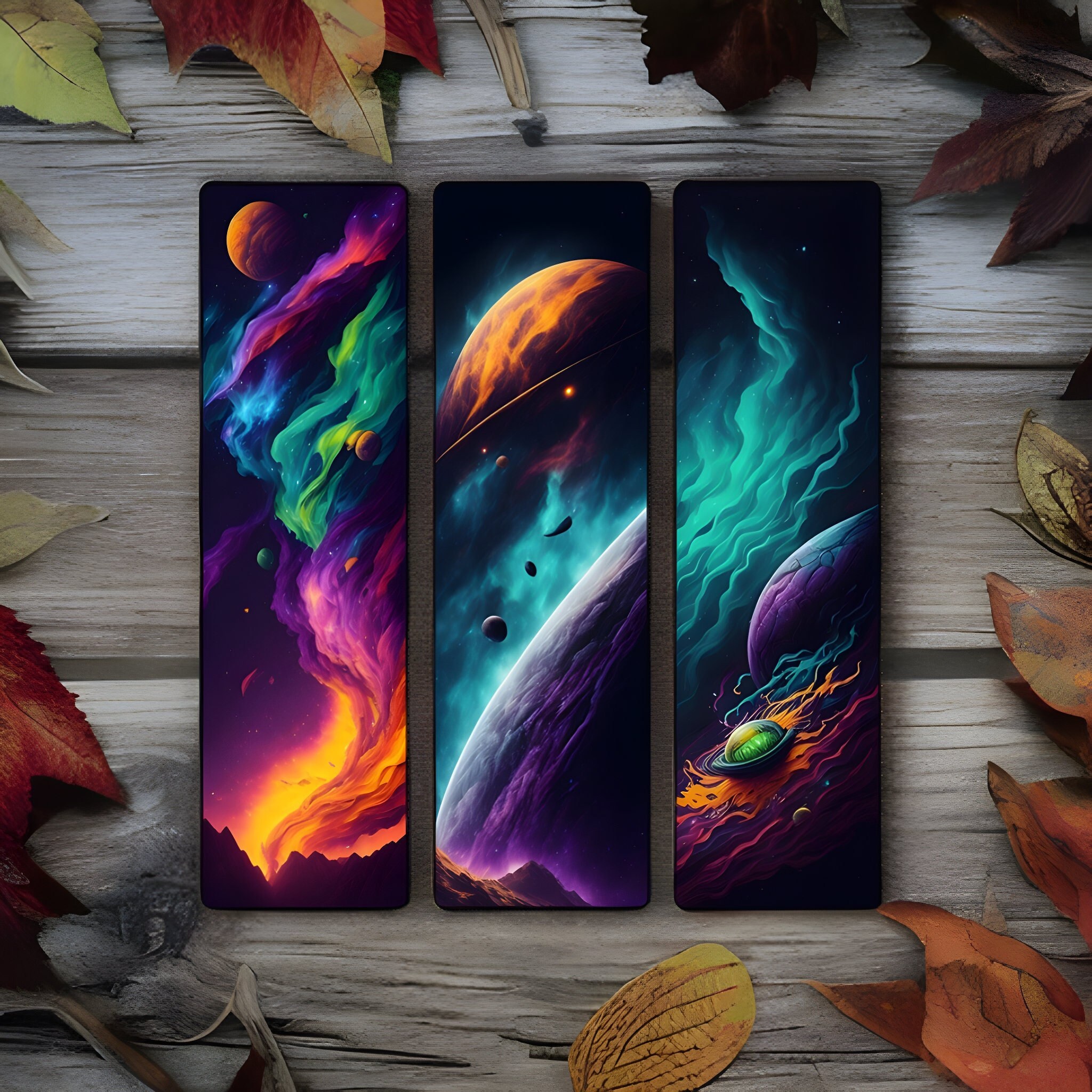 Set of 3 Printable Bookmarks | Space | Digital Bookmarks | Book Lovers ...