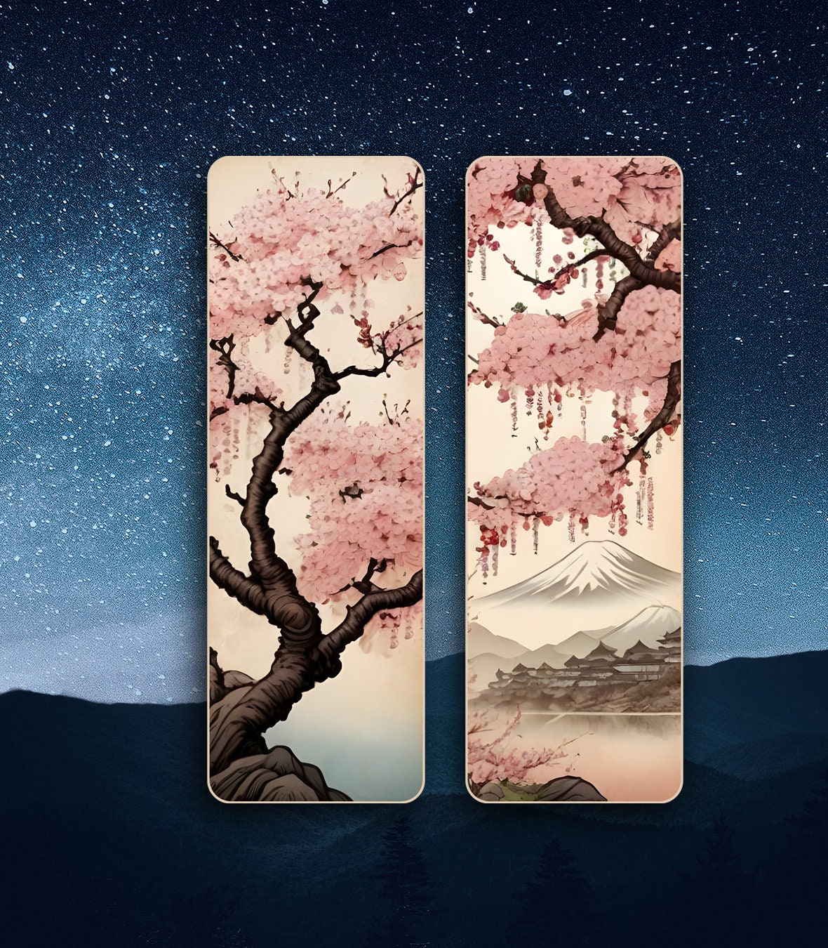 Digital Bookmarks Pink Trees Japanese Digital Bookmarks Book Lovers ...