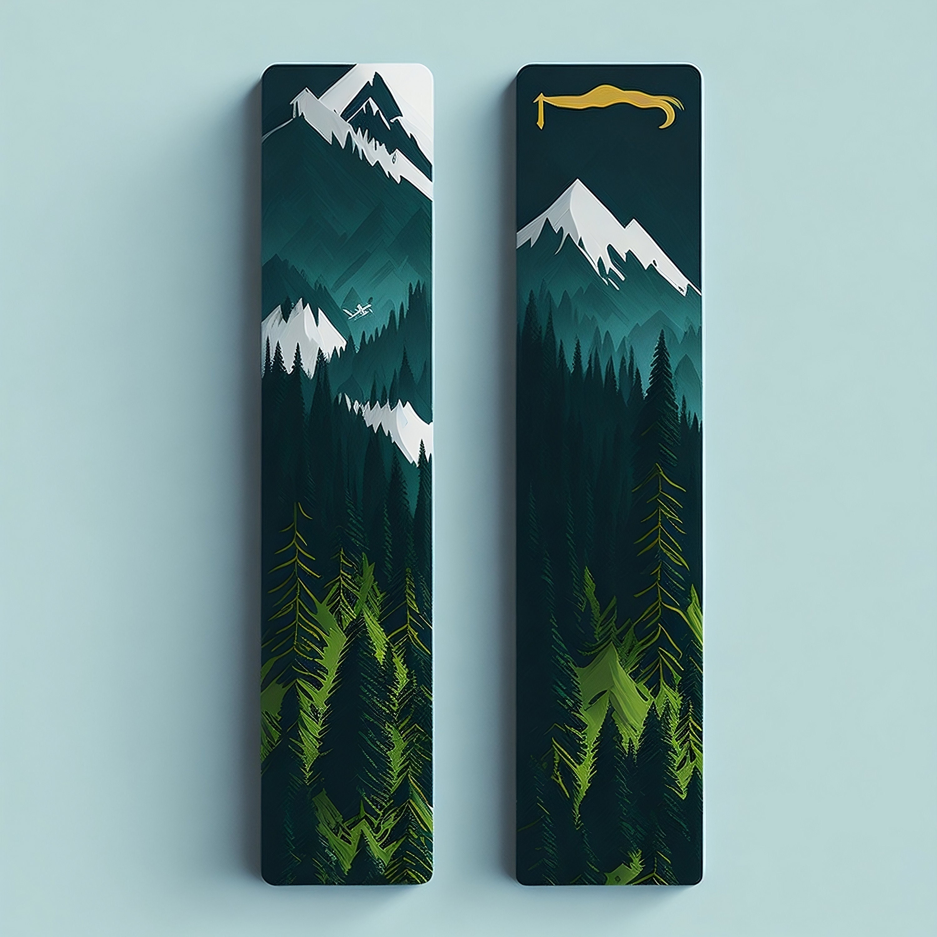 Set of 4 Printable Bookmarks | Forest and Mountains | Digital Bookmarks ...