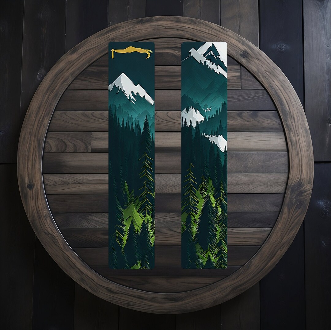 Set of 4 Printable Bookmarks Forest and Mountains Digital - Etsy