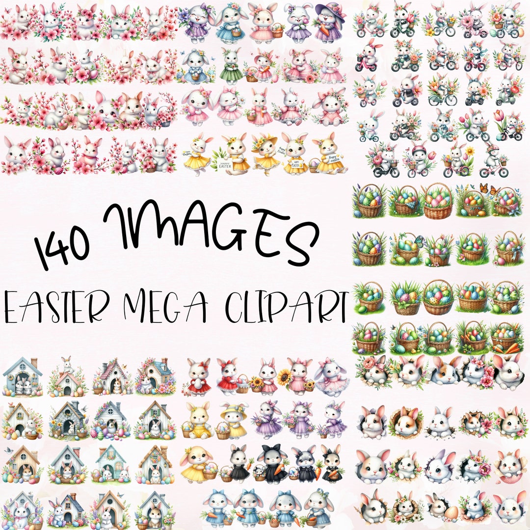 Easter Clipart Bundle Easter Bunny Images Delightful Spring Holiday ...