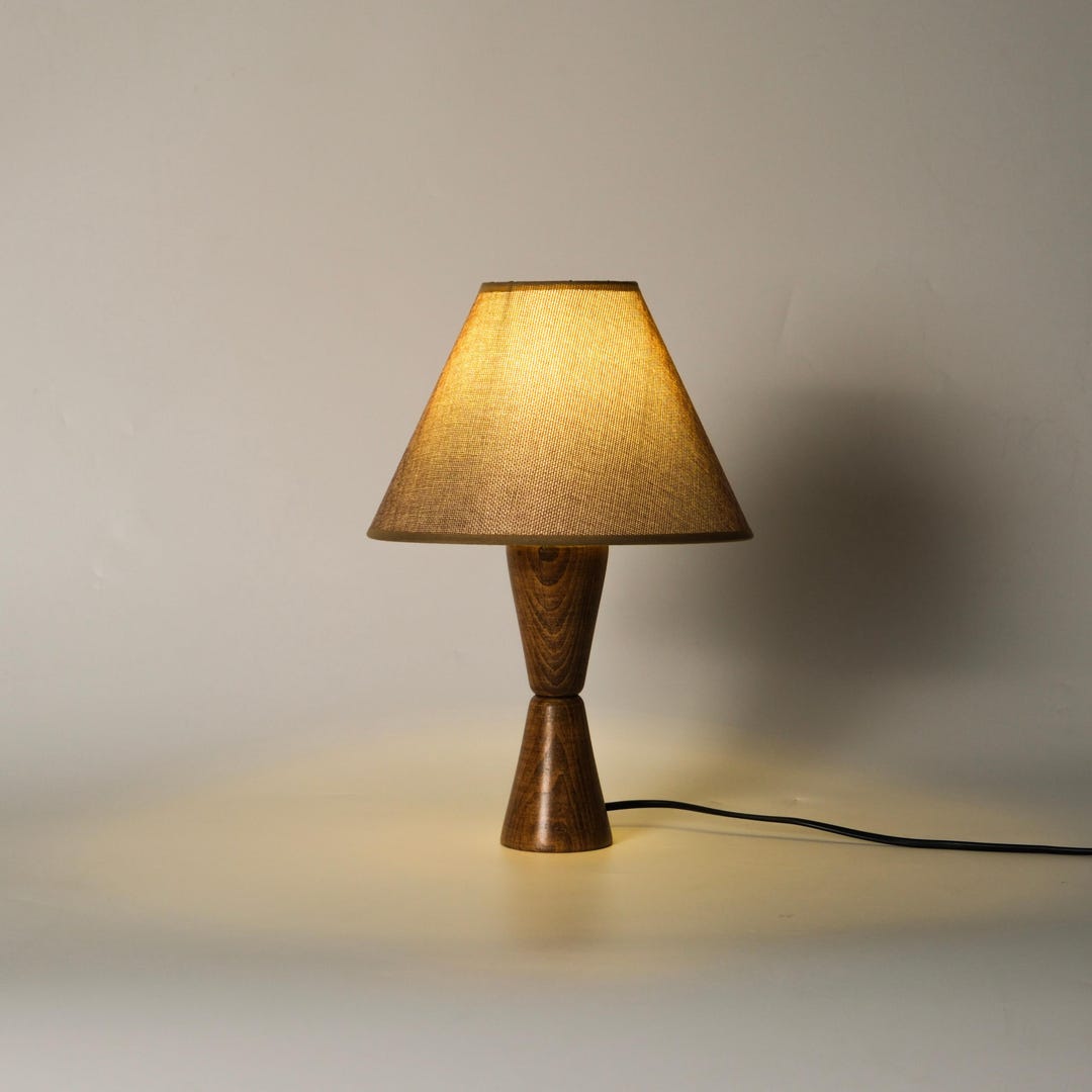 Minimalist Modern Table Lamp, Vintage Bedside Lamp With Linen Shade ...