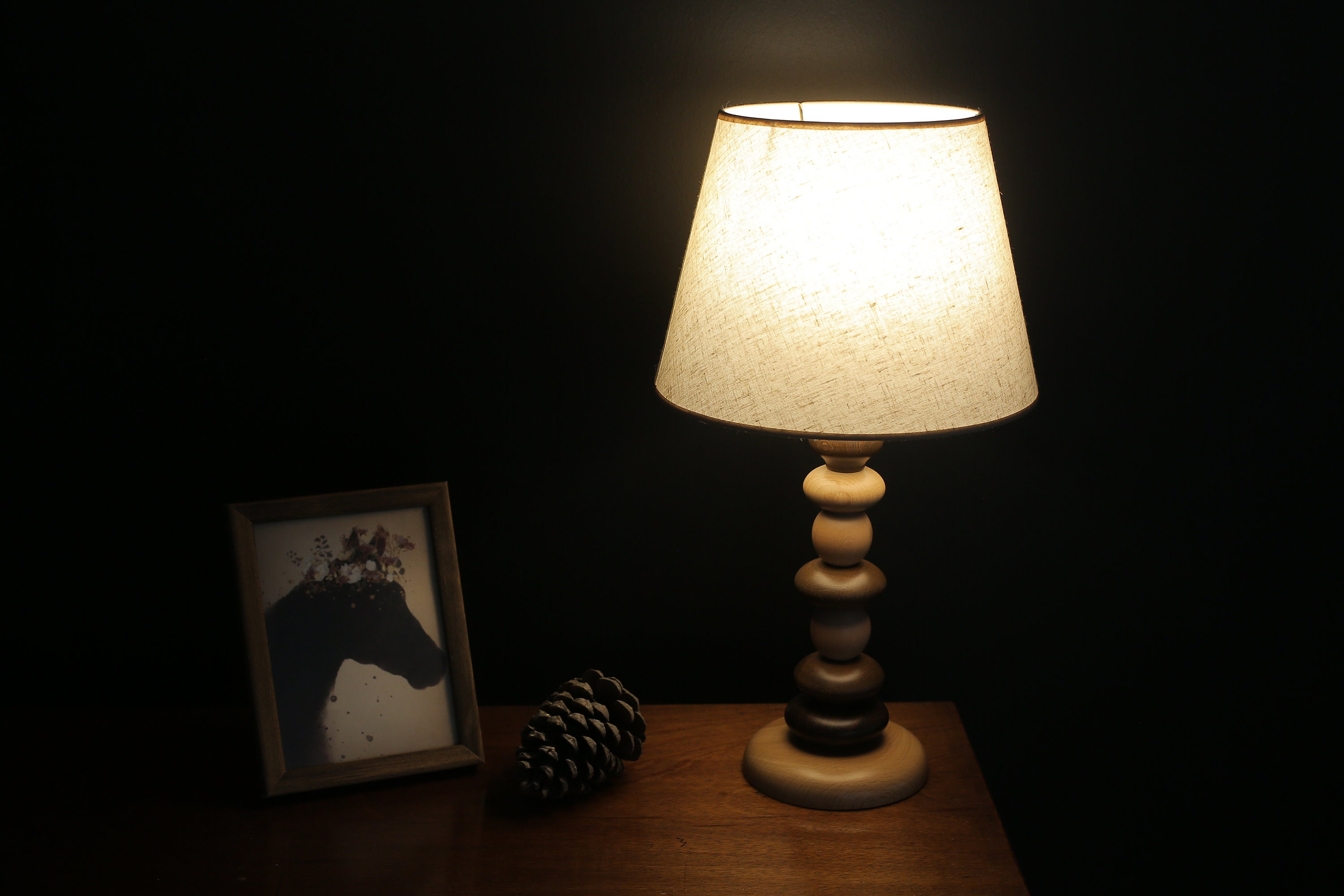 Unique Modern Table Lamp , Wooden Desk Lighting , Handmade Midcentury ...