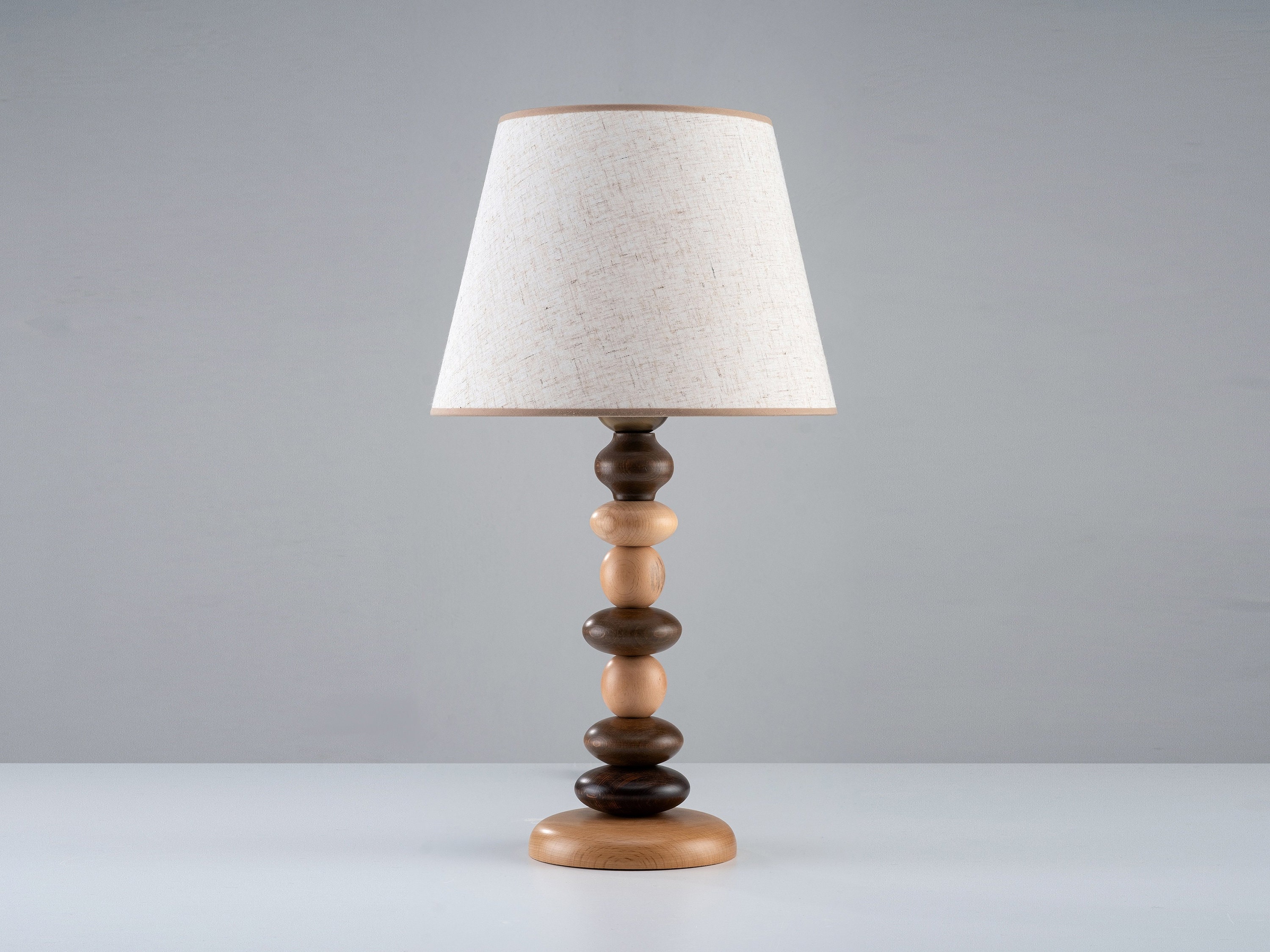 Unique Modern Table Lamp , Wooden Desk Lighting , Handmade Midcentury ...
