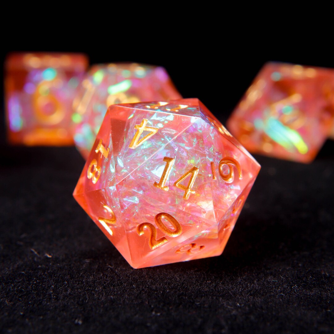 Orange DND D20, D6 Dice, Orange Resin Sharp Edge D&D Dice Set, Dungeons ...