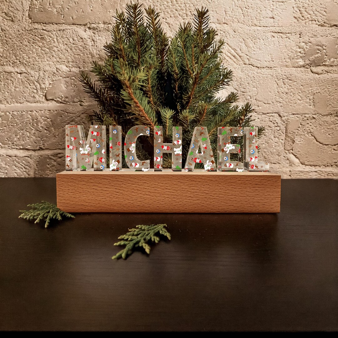 Christmas Gift Acrylic Name Stand With Light Kids Gift for Christmas ...