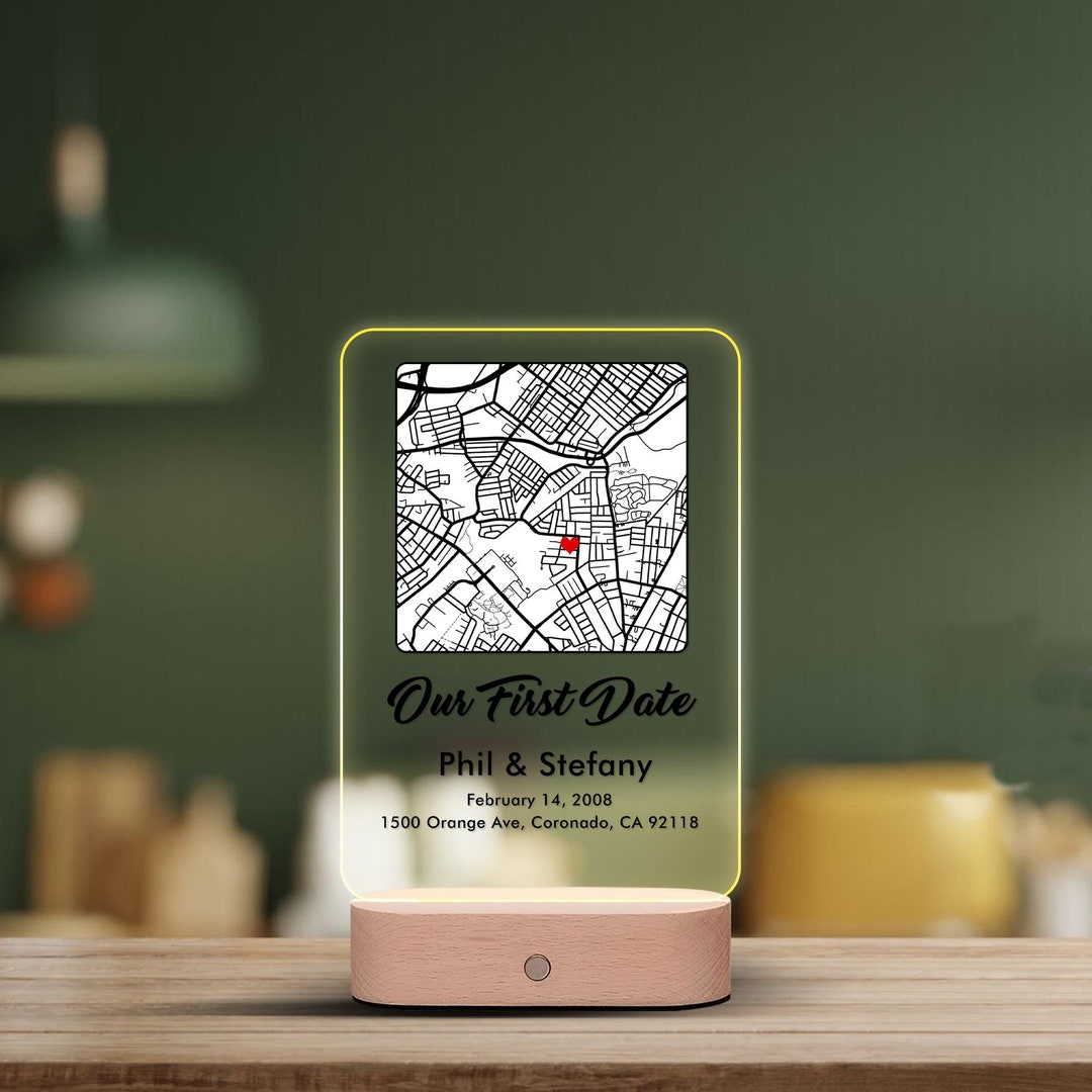 First Date Map Personalized Where We Met Plaque Unique Date Night Map ...