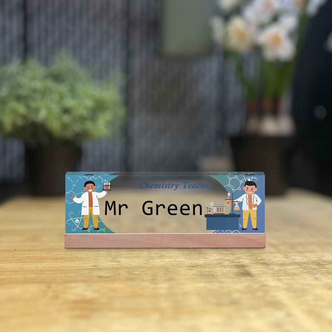 Desk Name Plate Acrylic Desk Sign With Base Custom Name Plate Desk ...