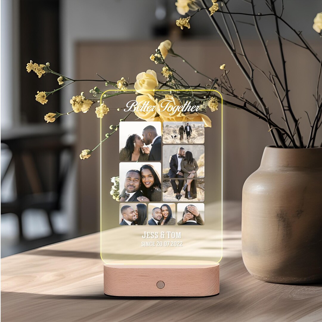 Couple Gift Personalized Photo Collage Plaque Custom Acrylic Stand With ...