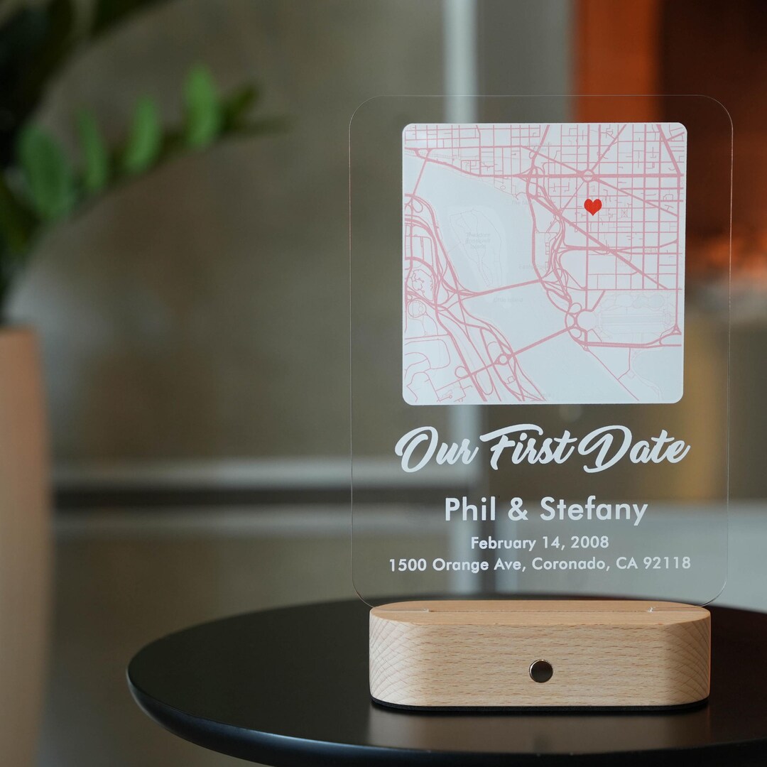 Acrylic Map Plaque First Date Map Acrylic Plaque Where It Began ...