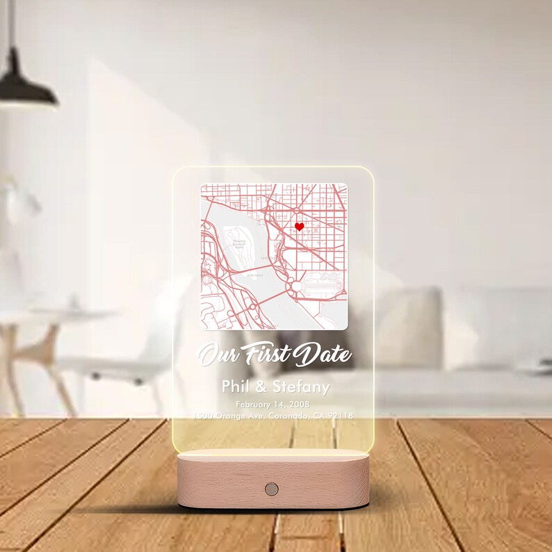 Acrylic Map Plaque Personalized Stand With City Map Unique Acrylic Map ...