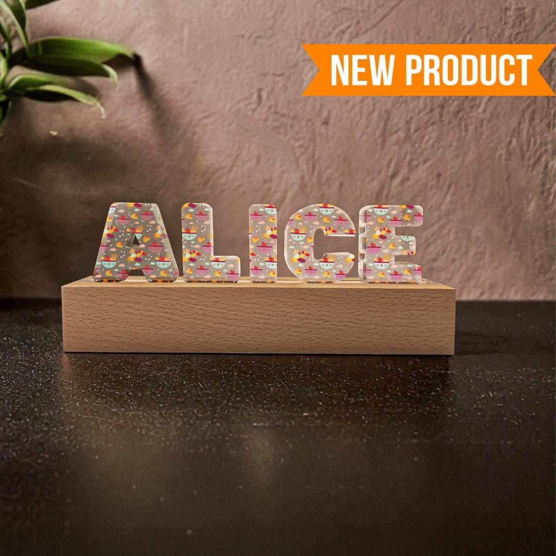 Name Light Stand Acrylic Desk Name Plate Custom Name Night Light Stand ...