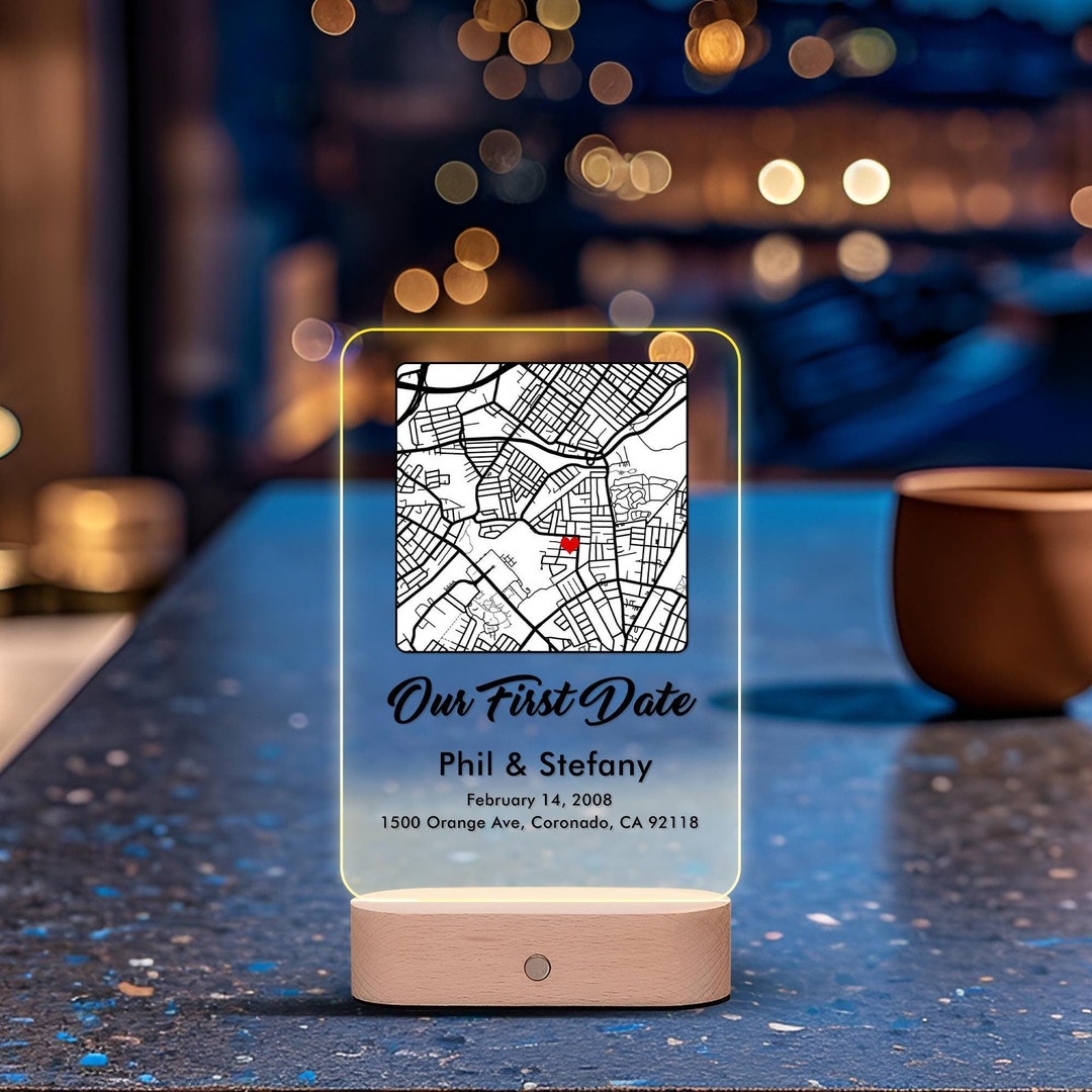 First Date Map Custom Acrylic Map Plaque for Cherished Memories ...