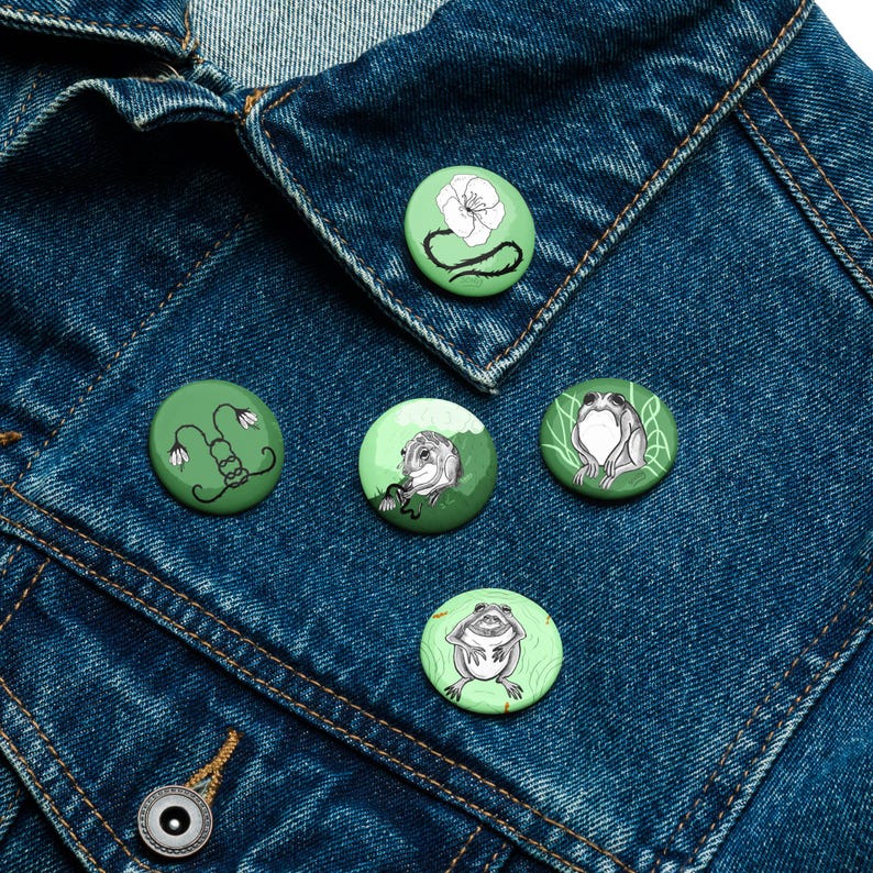 Sad Frog Squad Pin Set – Kawaii Frog Pins With Wildflowers | Cute ...