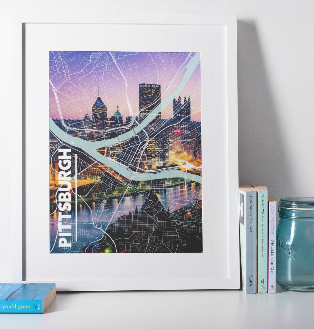 Pittsburgh City Map Print, Pittsburgh Print, Pittsburgh Map, Pittsburgh ...