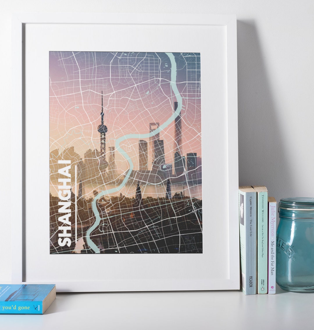 Shanghai City Map Print, Shanghai Print, Shanghai Map, Shanghai Poster ...