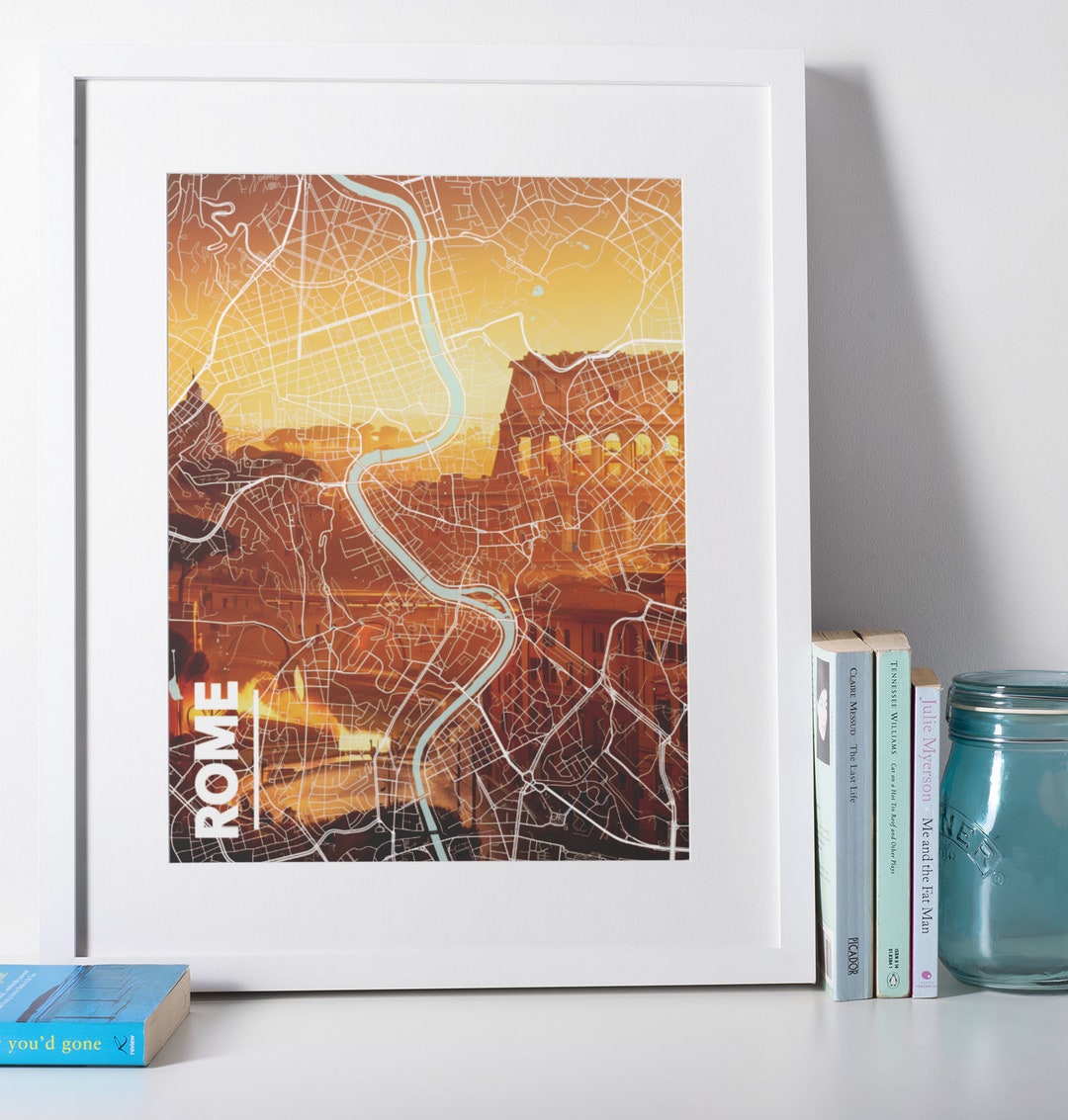 Rome City Map Print, Rome Print, Rome Map, Rome Poster, Rome Art, Map ...