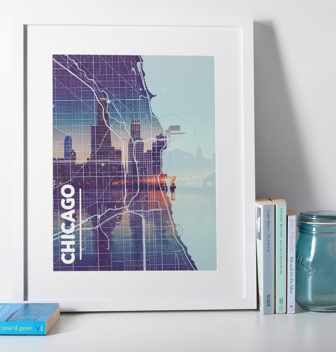 Chicago City Map Print, Chicago Print, Chicago Map, Chicago Poster ...