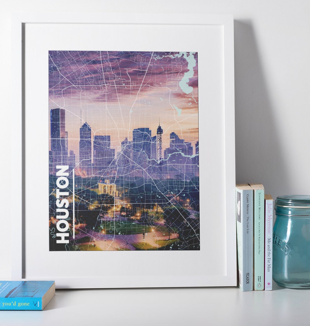 Houston City Map Print, Houston Print, Houston Map, Houston Poster ...