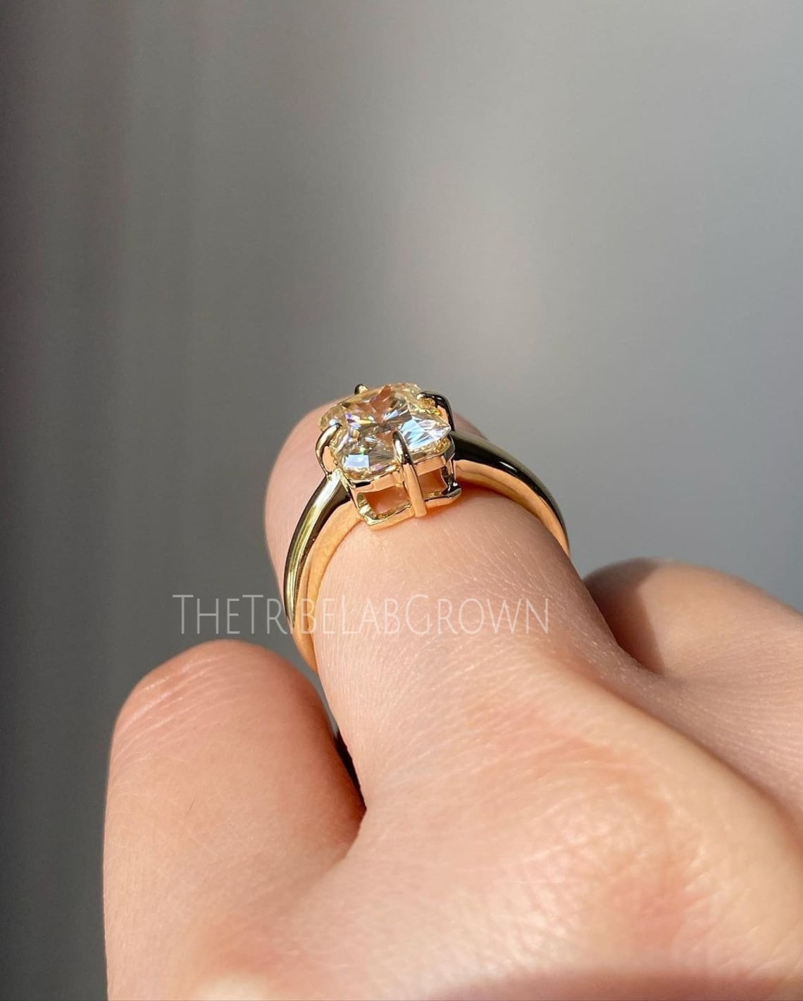 2.5 Carat Radiant Moissanite Ring, Yellow Moissanite Engagement Ring ...
