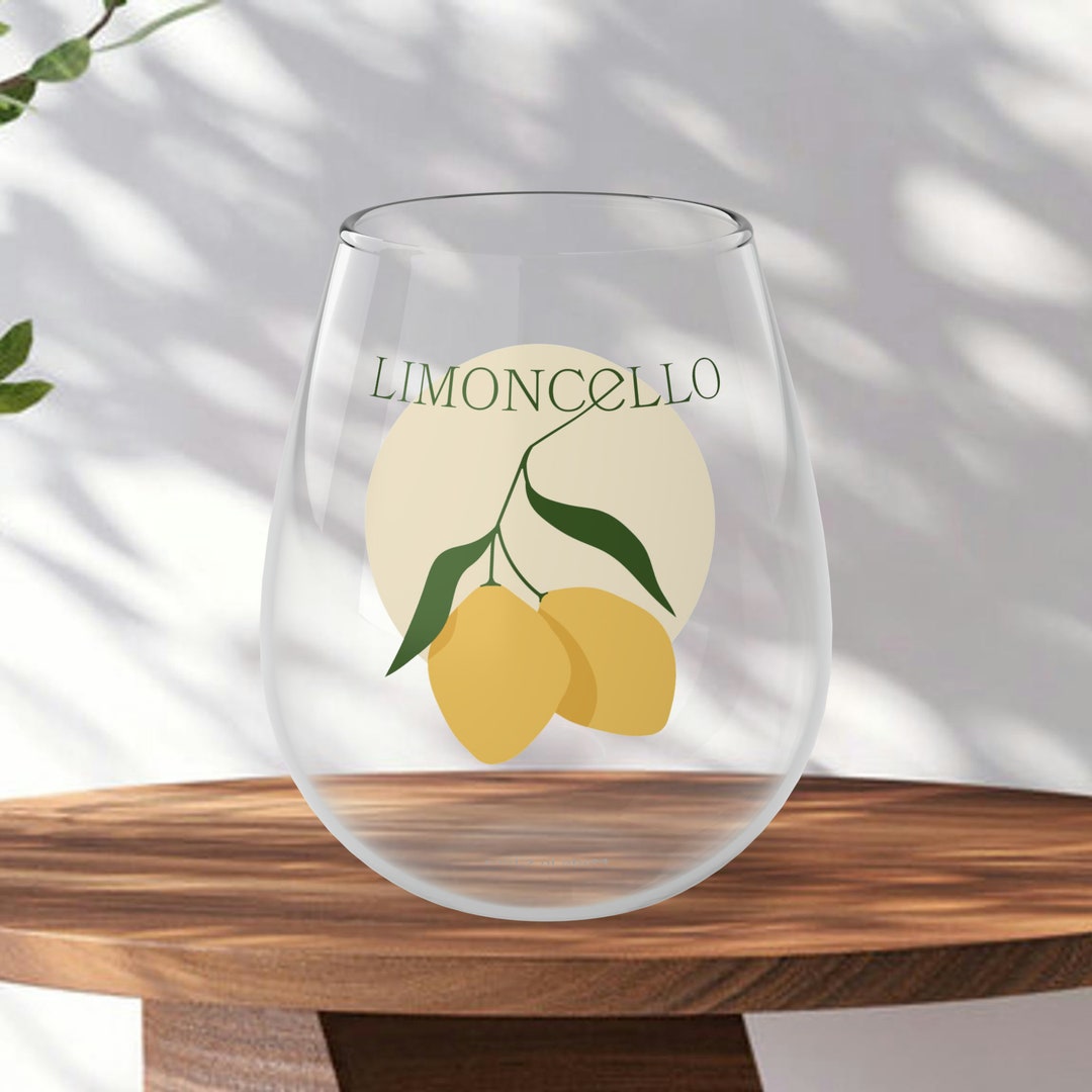 Pastel Yellow Lemon Limoncello Stemless Wine Glass, Lemon Wine Glass ...