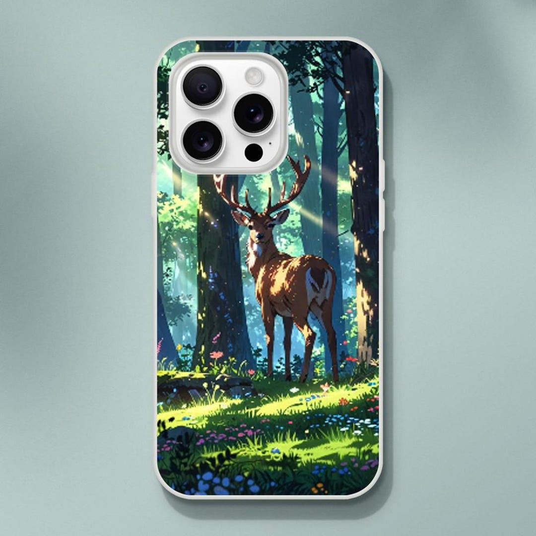 Anime Stag Phone Case - Forest Design - Flexible & Impact Resistant ...