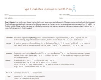 Type 1 Diabetes School Digital Download, Diabetes Education, School ...