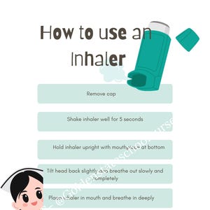 How to Use an Inhaler, School Nurse Infographic, Asthma, Spanish and ...
