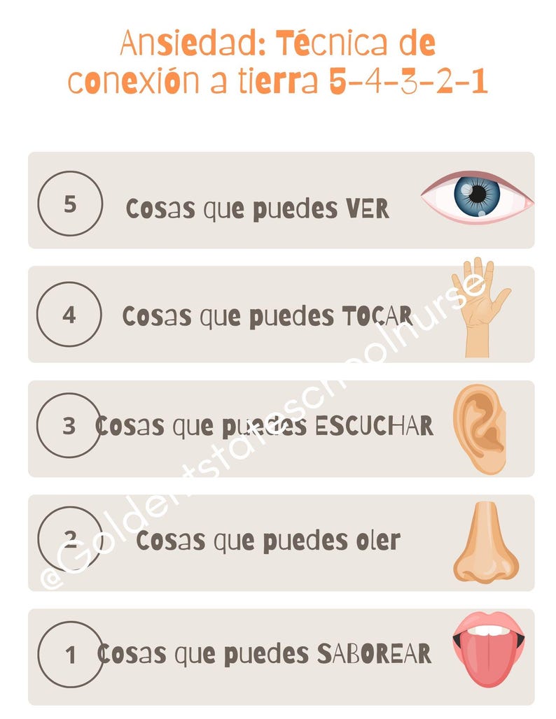 Anxiety- 5-4-3-2-1 Grounding Technique for Children. School Nurse ...