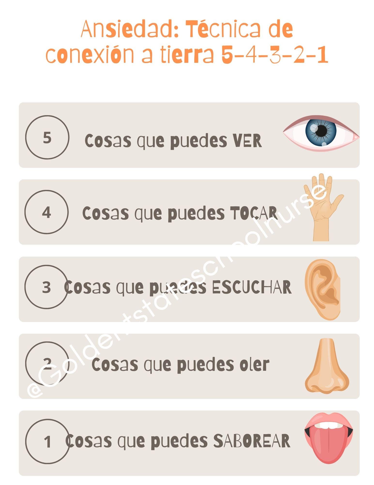Anxiety- 5-4-3-2-1 Grounding Technique for Children. School Nurse ...