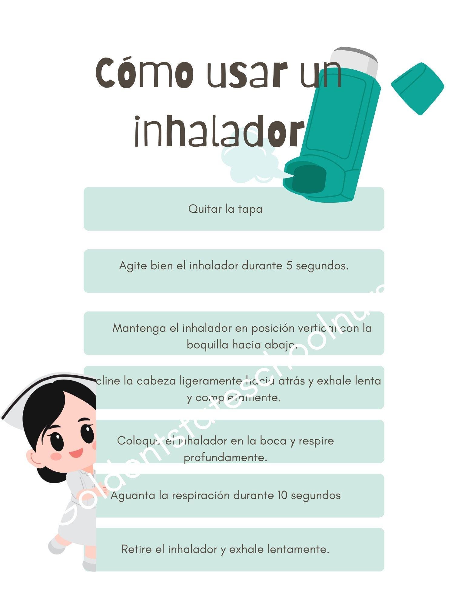 How to Use an Inhaler, School Nurse Infographic, Asthma, Spanish and ...