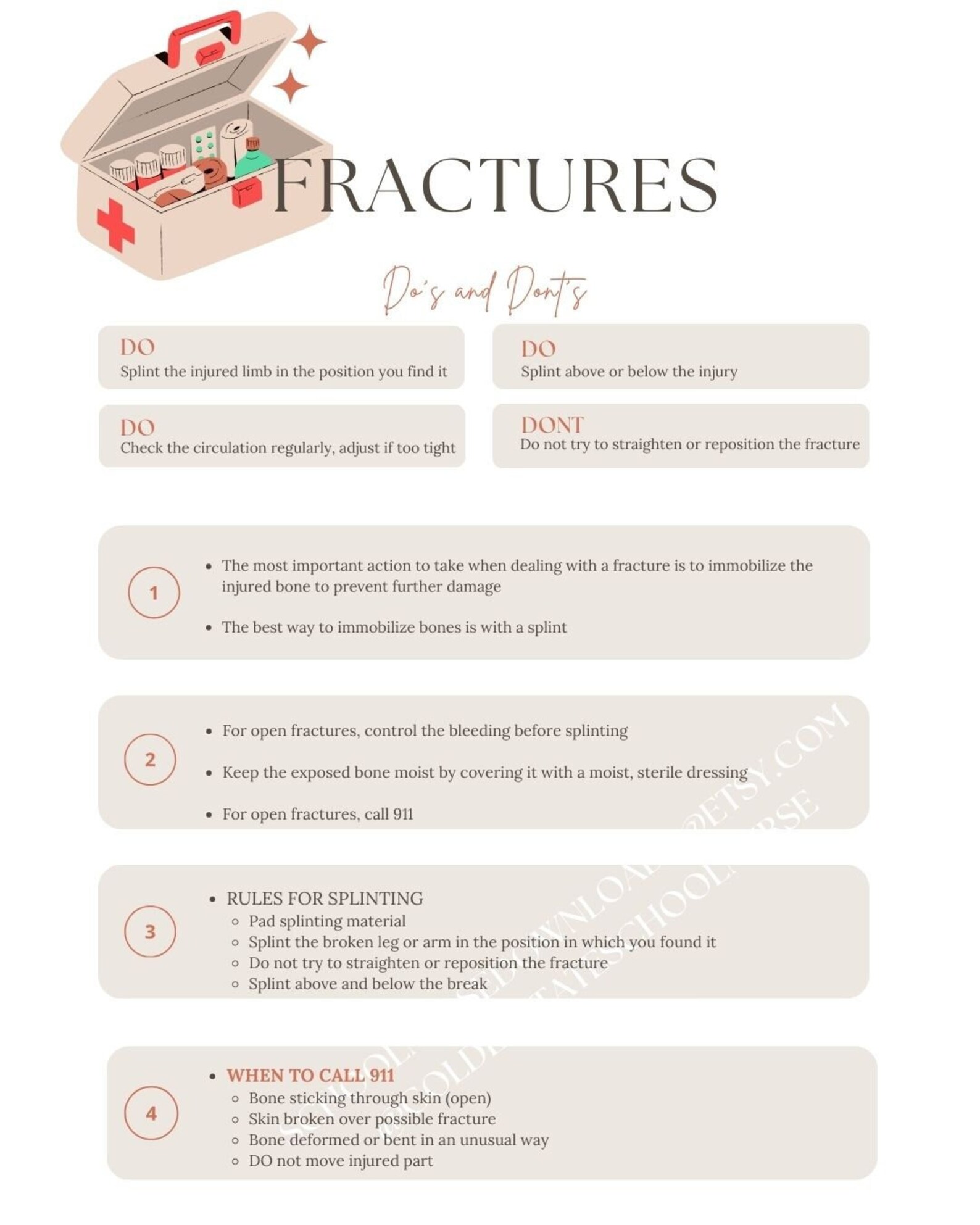 Fracture Basic First Aid Infographic, School Nurse Digital Download ...