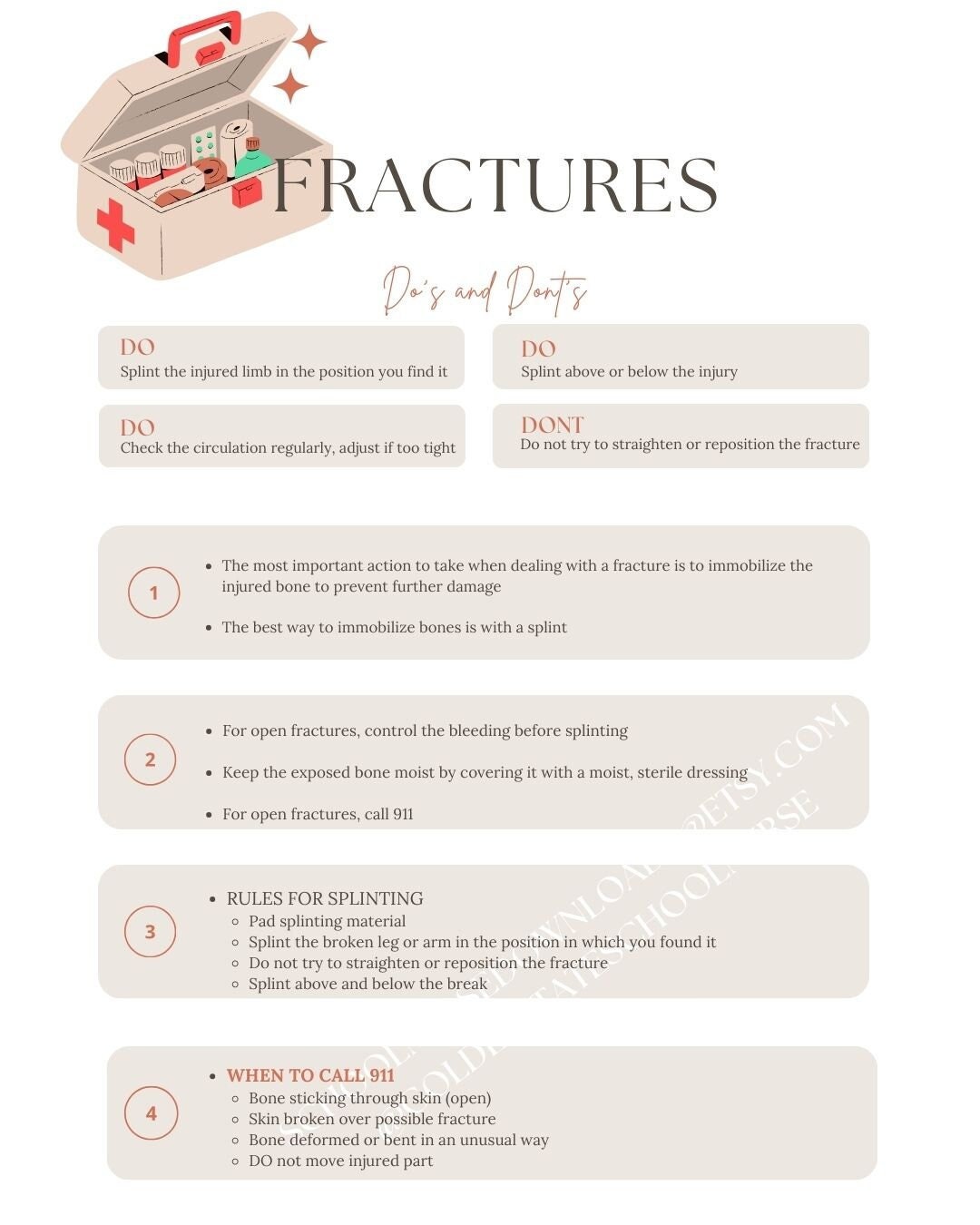 Fracture Basic First Aid Infographic, School Nurse Digital Download ...