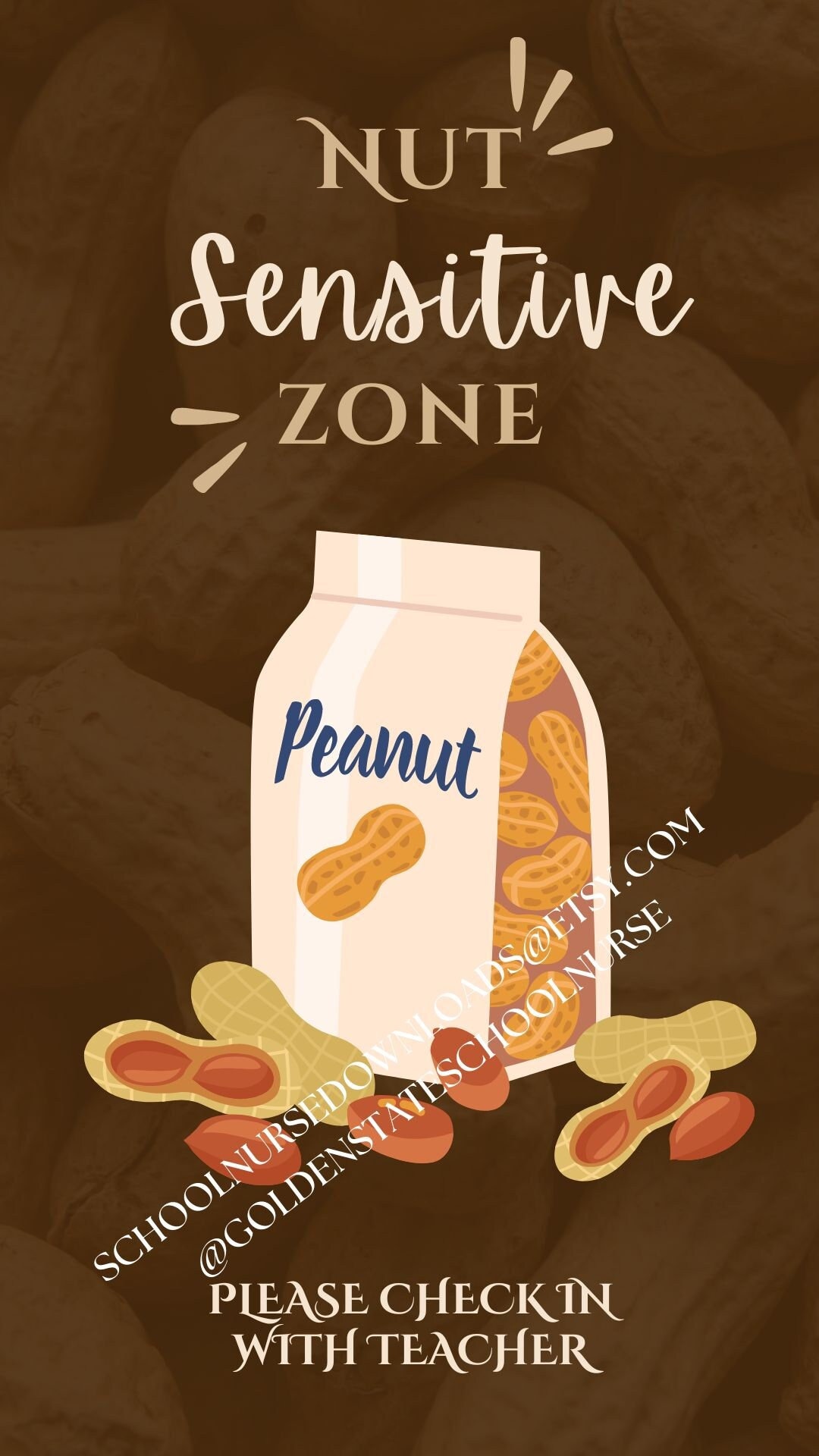 Peanut Allergy Classroom Signs, Nut & Peanut Allergy Alert, School ...