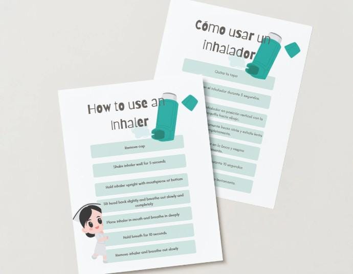 How to Use an Inhaler, School Nurse Infographic, Asthma, Spanish and ...