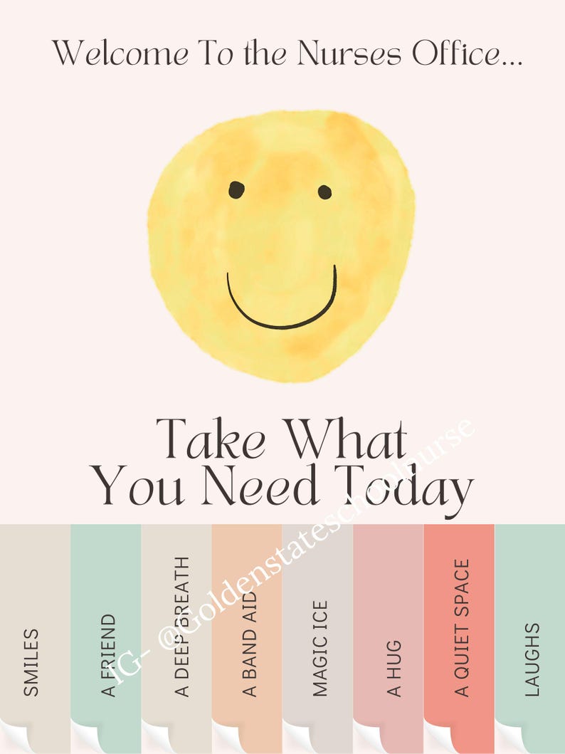 Take What You Need- School Nurse Kindness Poster, School Health Office ...