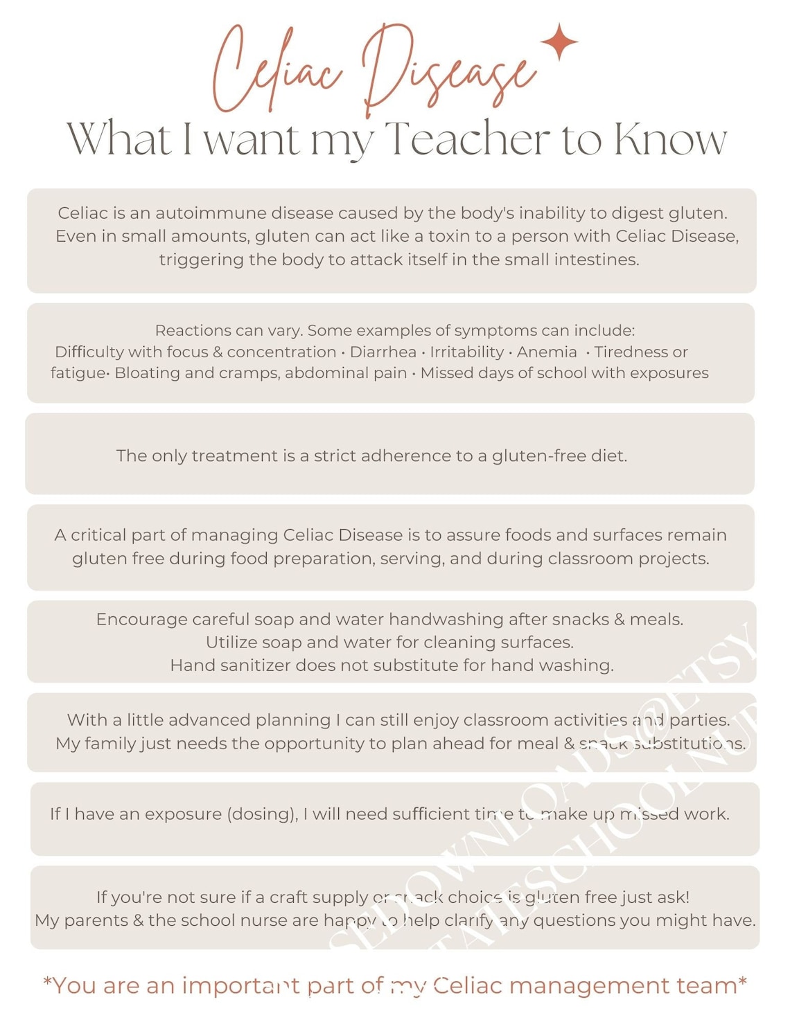 Celiac Disease School Nurse Infographic- What I Want My Teacher to Know ...
