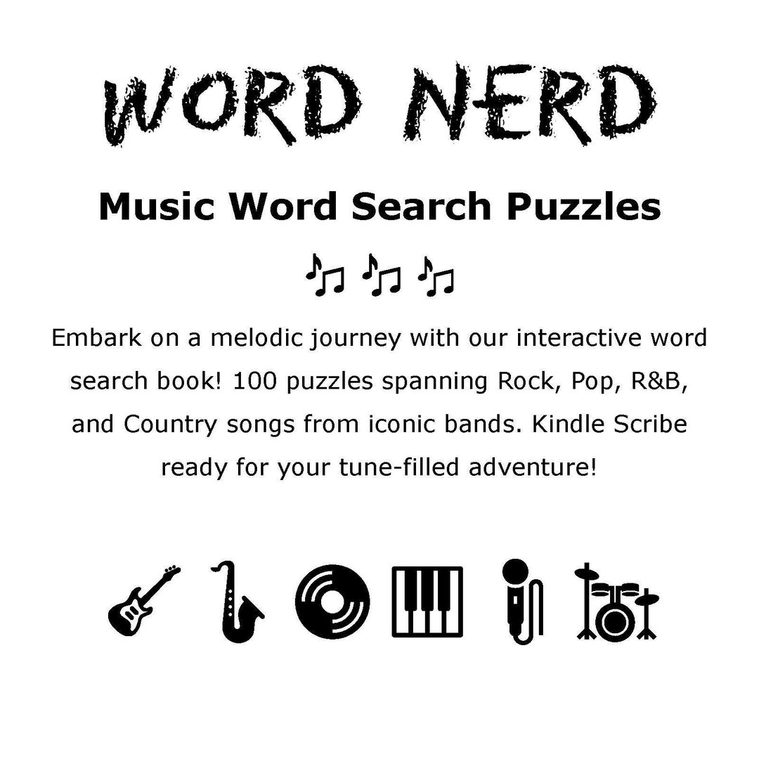 Word Nerd Music Word Search 100 Interactive Puzzles Rock, Pop, R&B ...