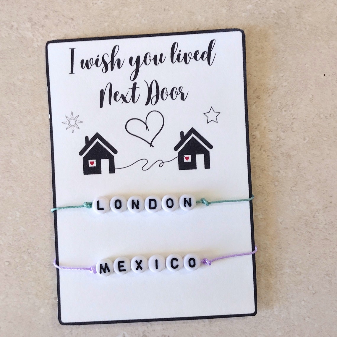 State or Country Custom Long Distance Bracelet, Set Bracelet Couple ...