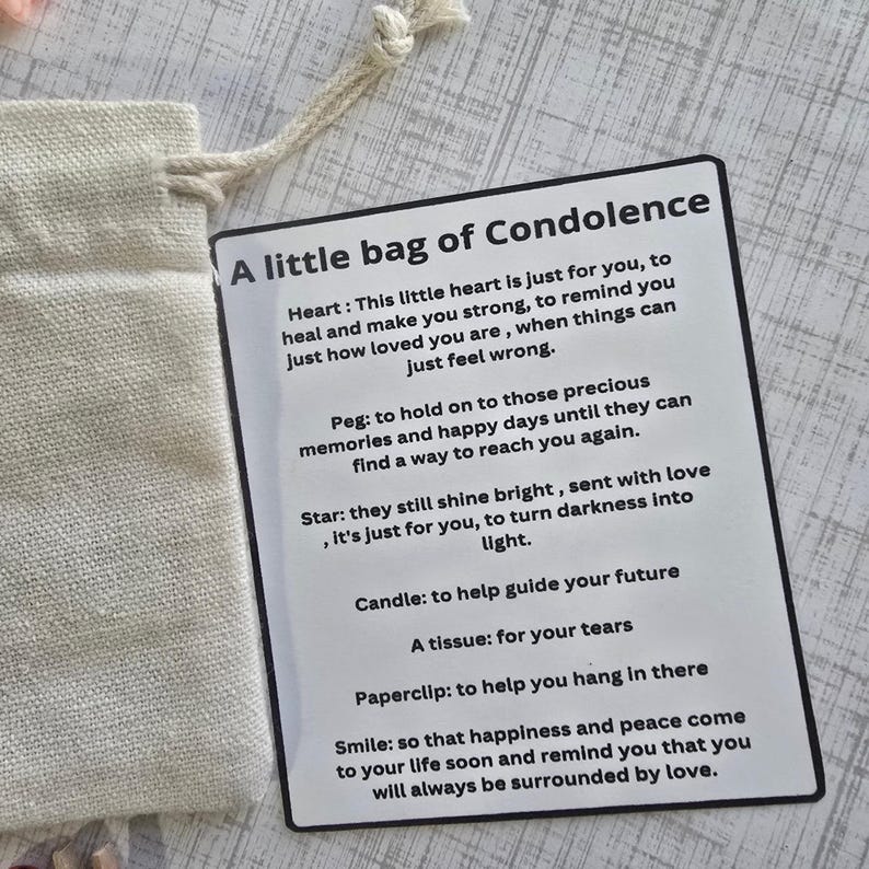 Condolence Gift Loss, Gift From Heaven, Little Bag of Condolence to Her ...