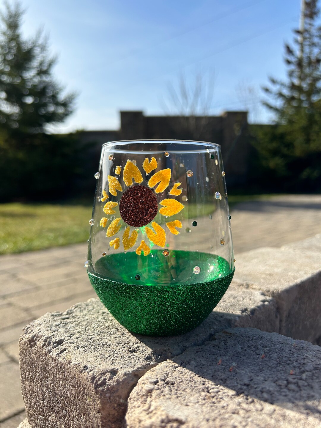 Sunflower Glitter Decorated Glassware - Etsy