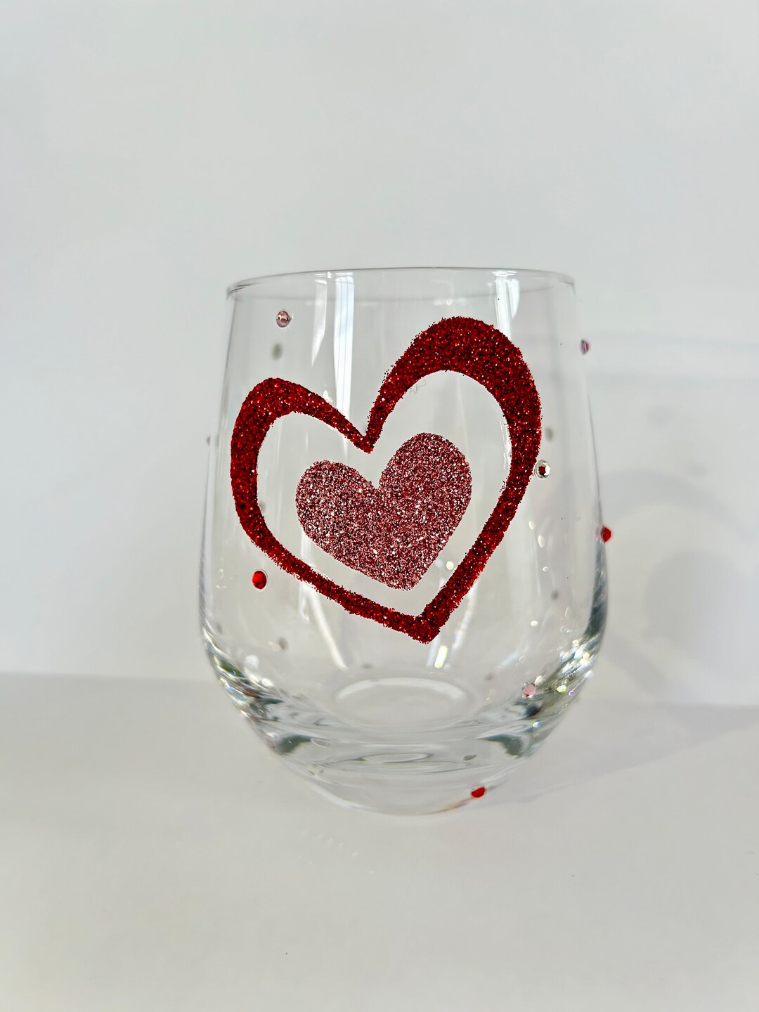 Heart Glitter & Rhinestoned Glassware - Etsy