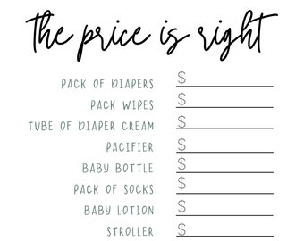 Minimalist the Price is Right Game | Price is Right Baby Edition ...